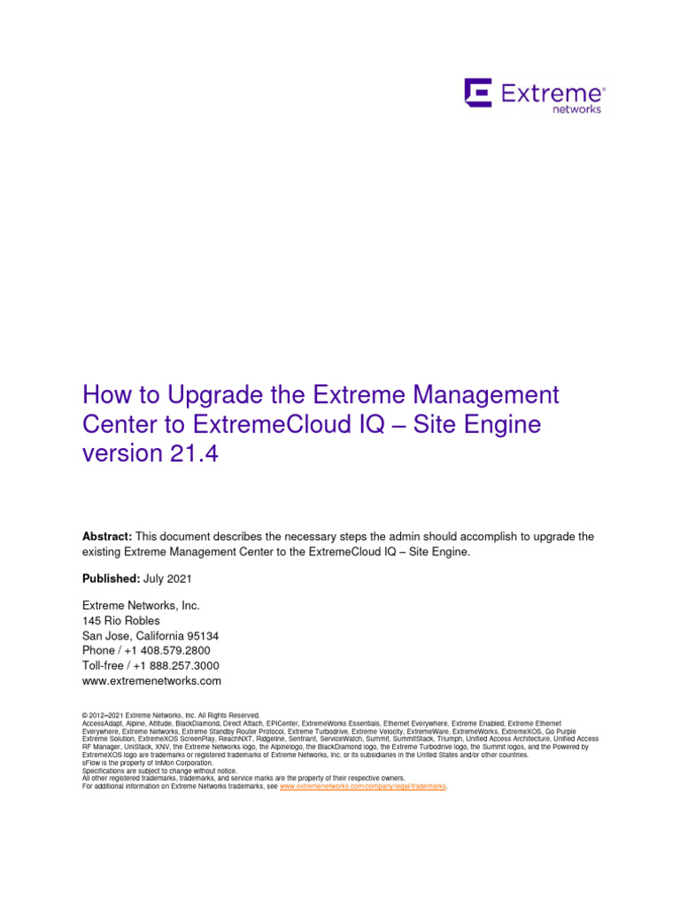 Upgrade to ExtremeCloud IQ Site Engine | PDF | Online And Offline ...