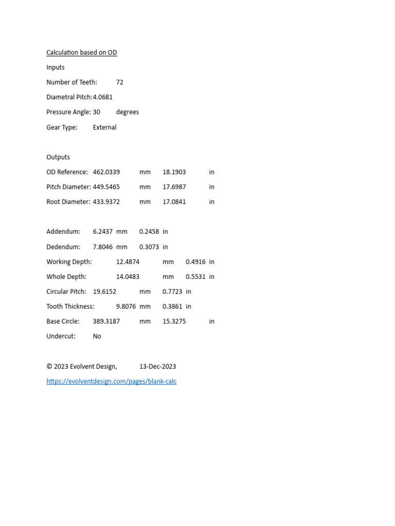 Gear Calculations | PDF | Gear | Manufactured Goods