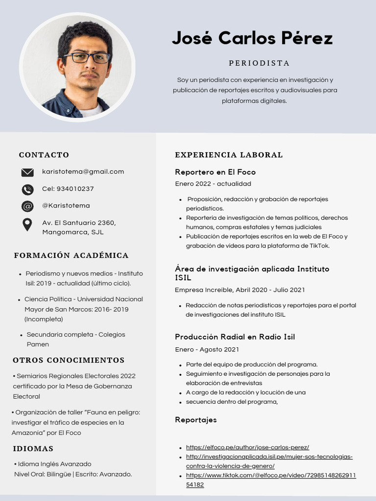 Curriculum - Jose Carlos Perez Rodriguez | PDF