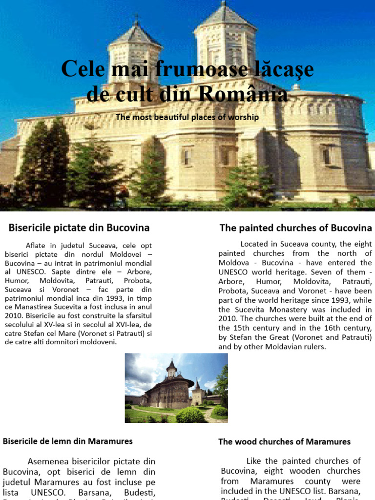 Cele Mai Frumoase Lăcaşe de Cult Din Romania | PDF