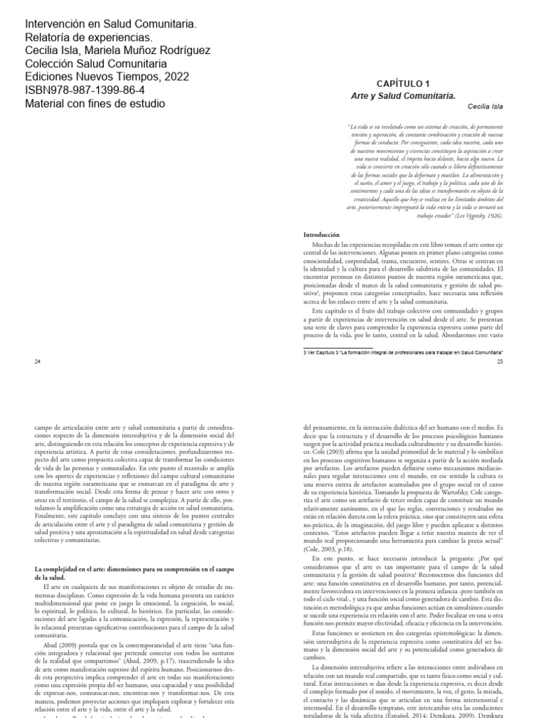 Arte y Salud Comunitaria: Reflexiones de Cecilia Isla | PDF ...