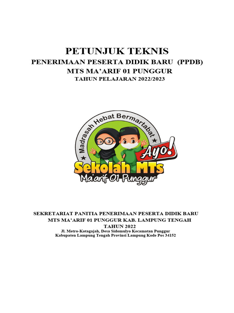 PPDB MTs Ma'arif 01 Punggur 2022 | PDF