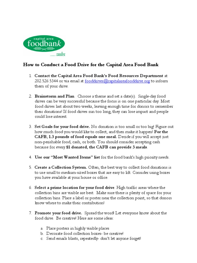 How To Conduct A Food Drive | PDF | Career & Growth | Social Science