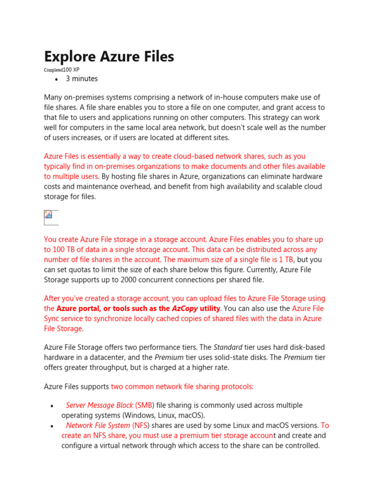 Explore Azure Files | PDF