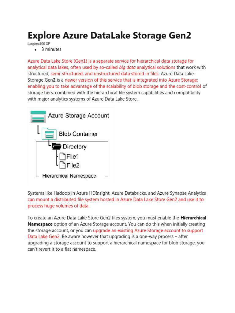 Explore Azure DataLake Storage Gen2 | PDF | Computers