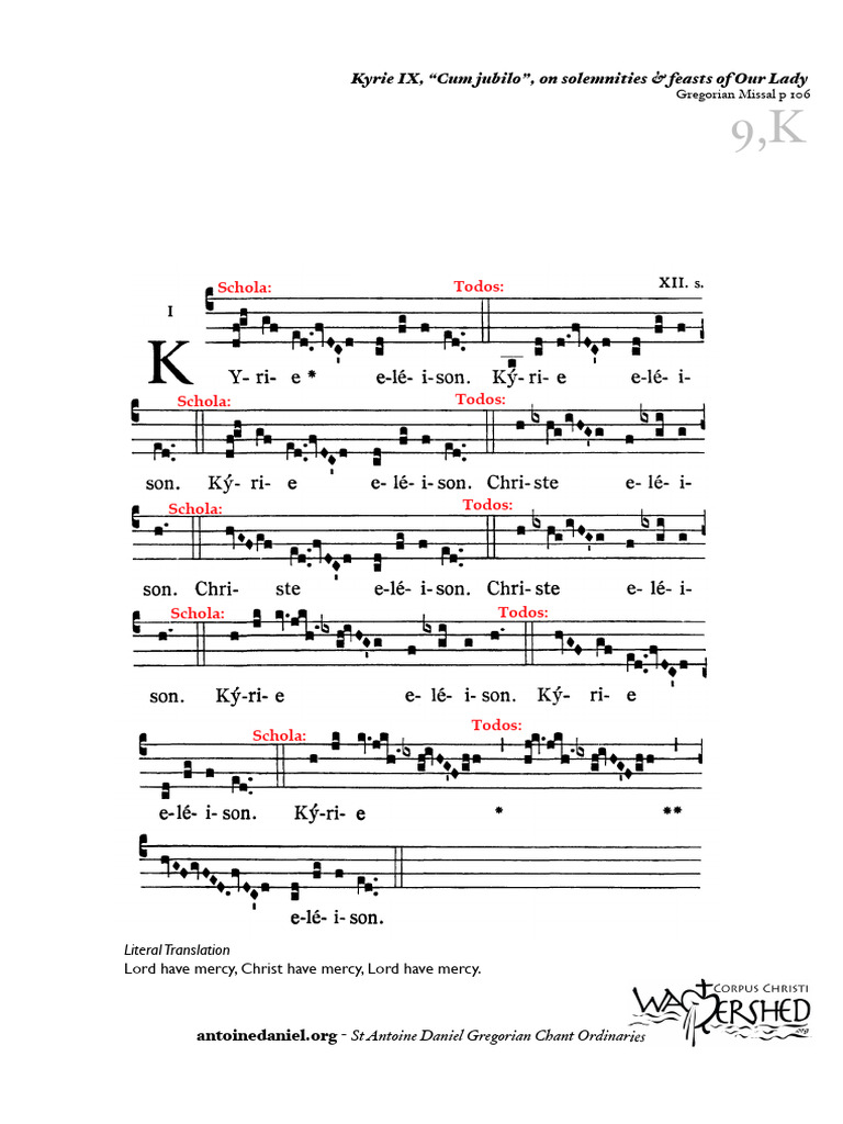 Kyrie IX Chant for Marian Feasts | PDF