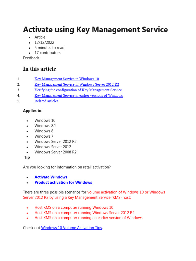 Activate Using Key Management Service | PDF | Microsoft Windows ...