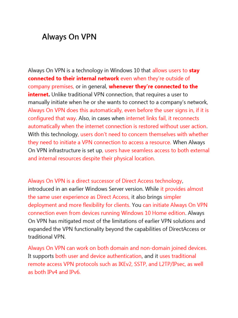 Always On VPN | PDF | Virtual Private Network | Computer Network