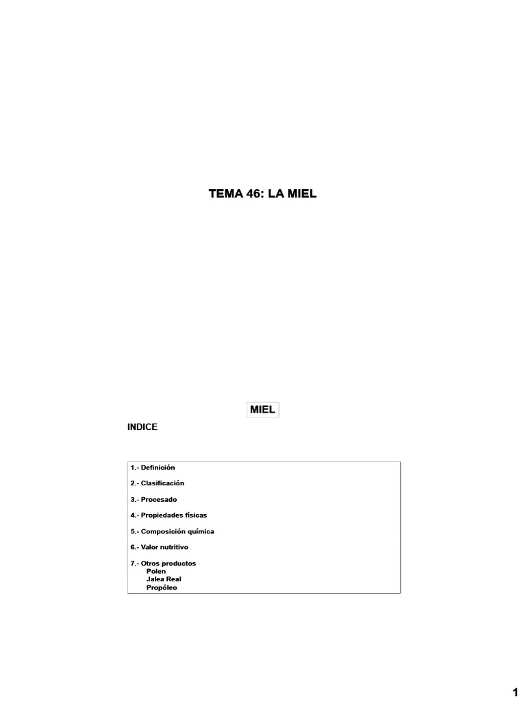 Tema 20 La Miel Pdf Miel Química