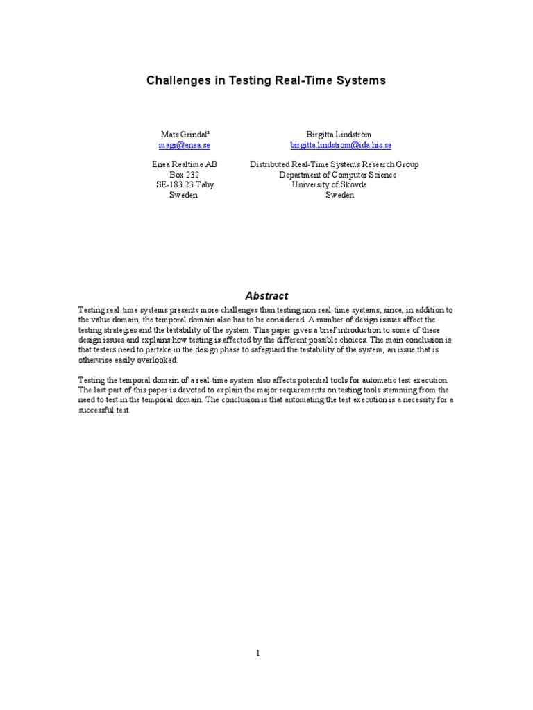 Challenges in Real Time Testing | PDF