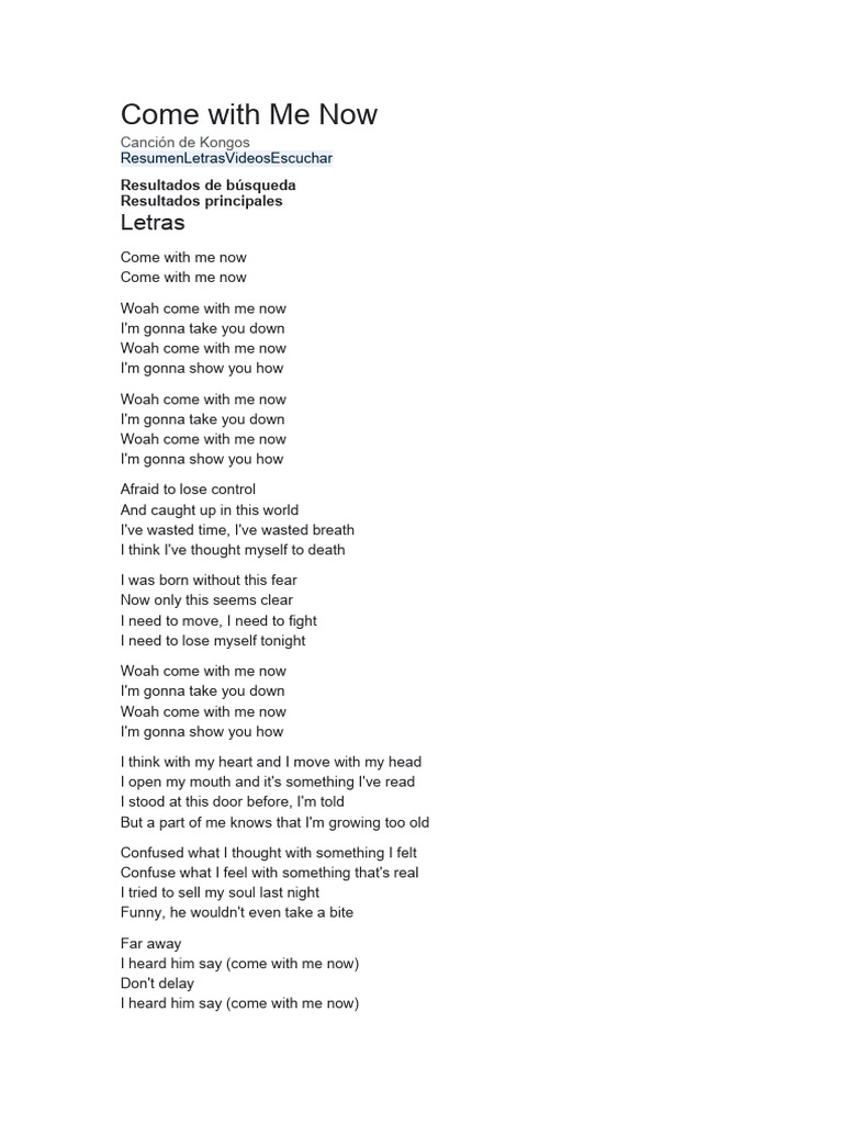 Come With Me Now | PDF