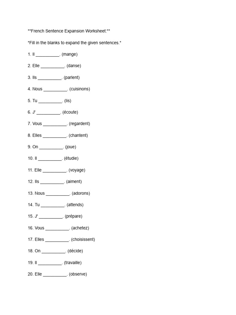 French Sentence Expansion Practice | PDF | Adverb | Syntax