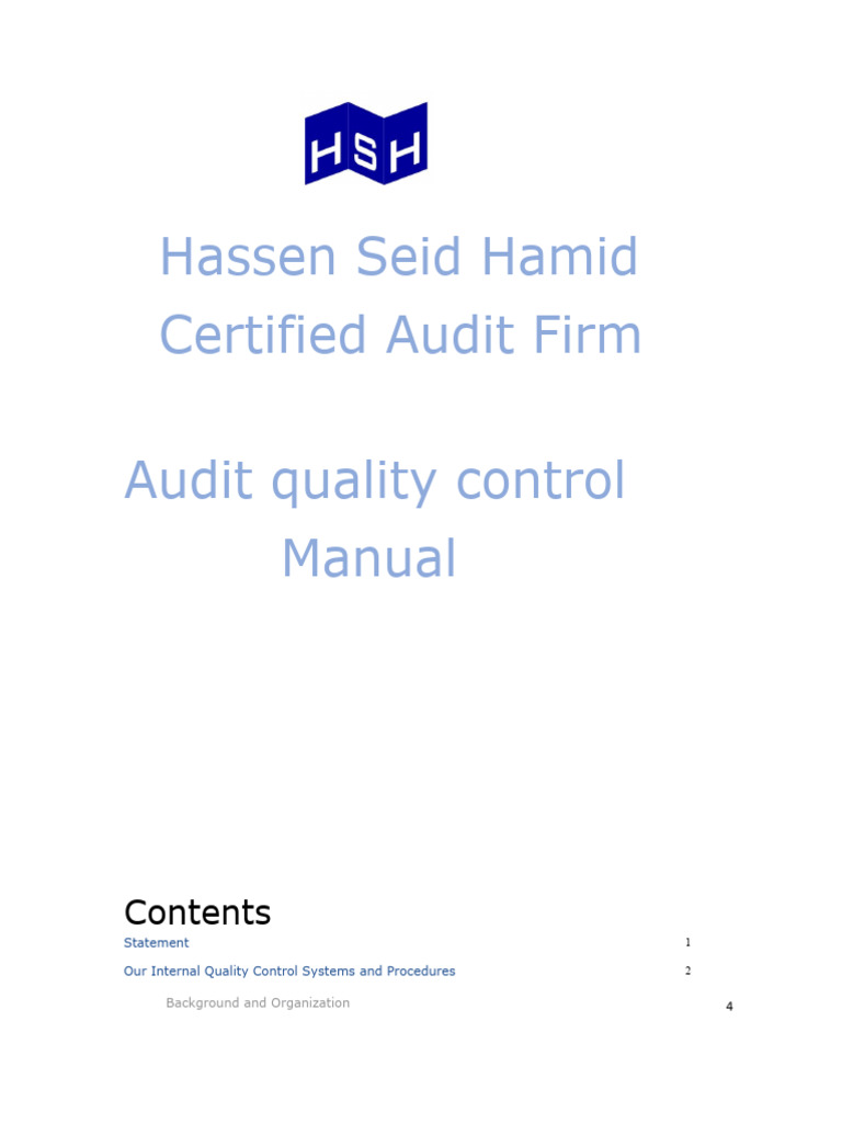 Audit Quality Control Manual | PDF | Audit | Financial Audit