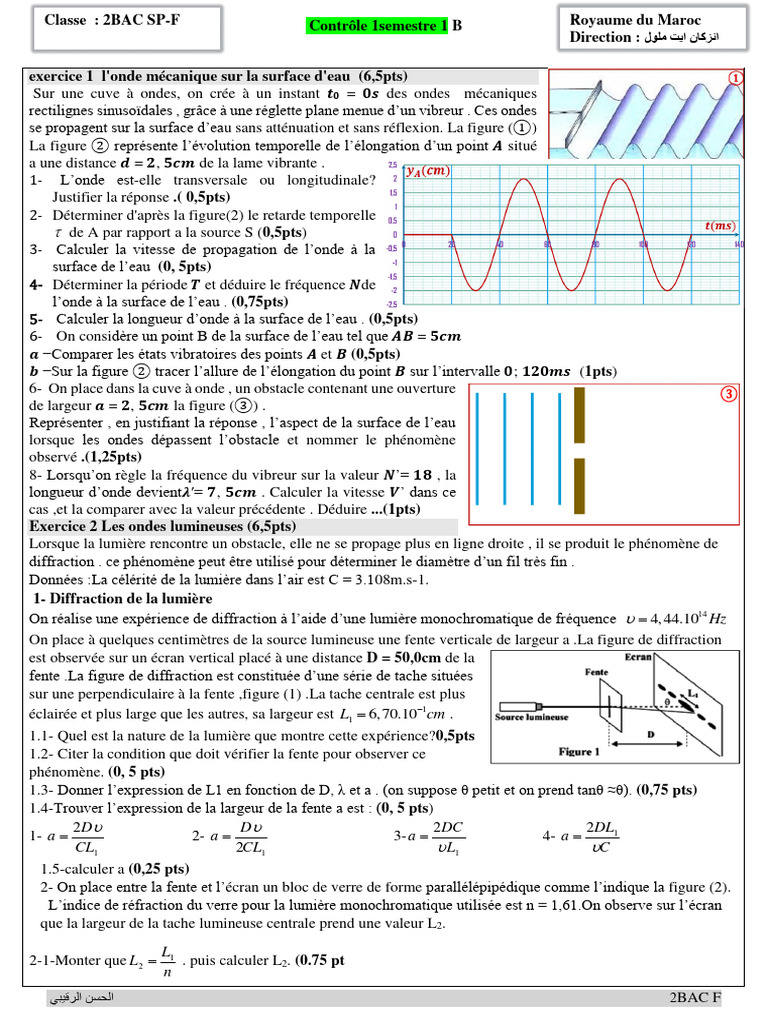 Devoir1 S 1 Classe 4 | PDF | Vagues | Lumière