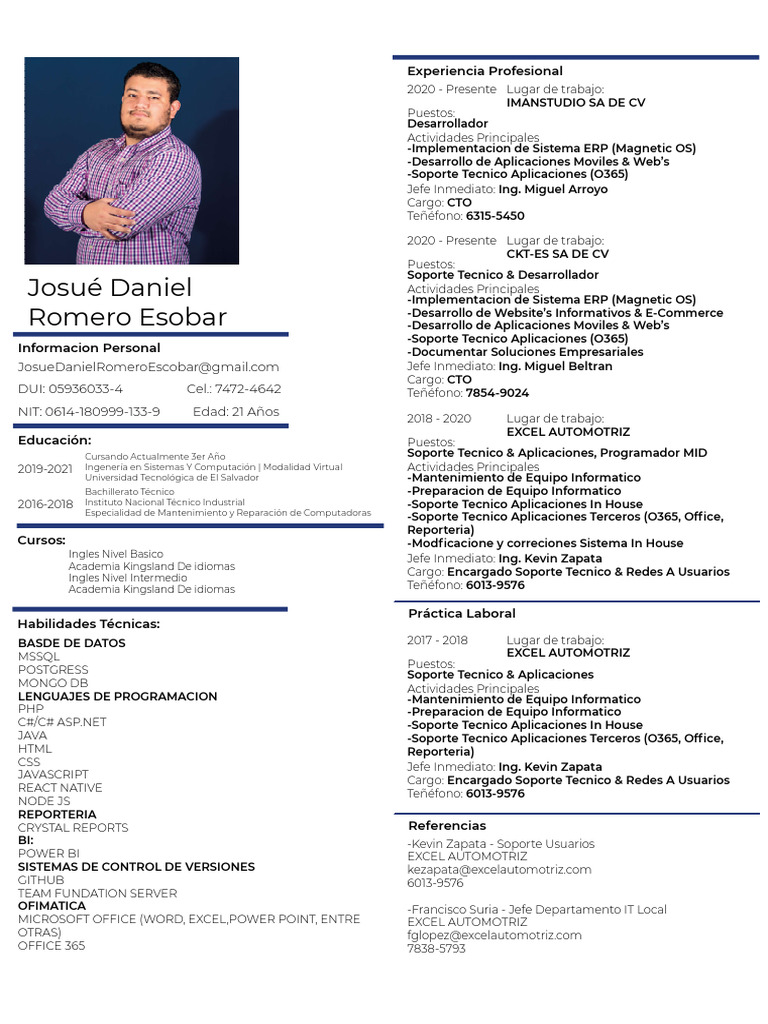 CV Josué Romero | PDF | Microsoft Office | Software de la aplicacion
