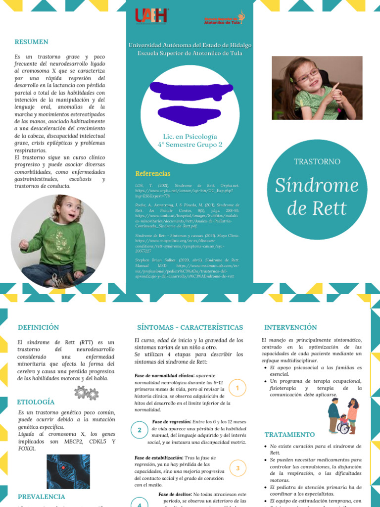 U3 - Act. 3 Tríptico Rett | PDF | Discapacidad intelectual | Medicina ...