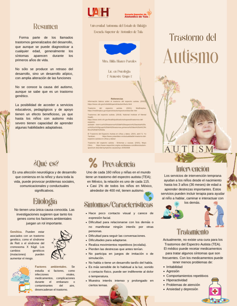 U3 - Act. 2 Tríptico Autismo | PDF | Espectro autista | Sicología