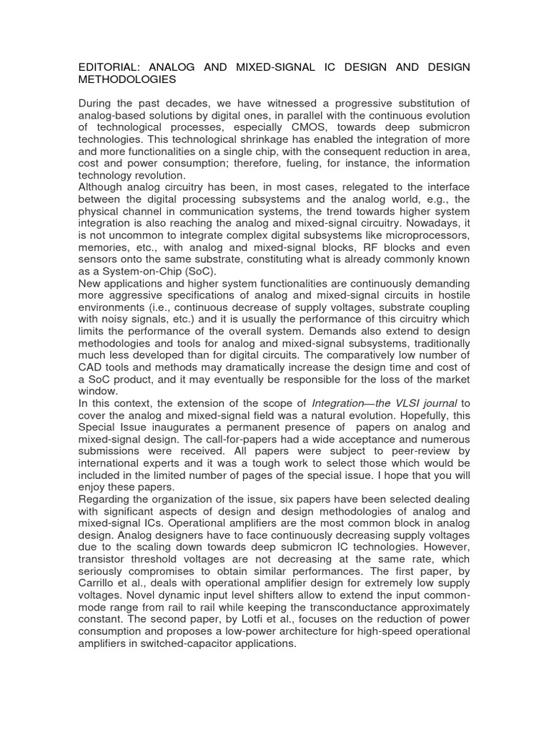 Analog And Mixed Signal Ic Design And De Pdf Mixed Signal Integrated Circuit Electronic