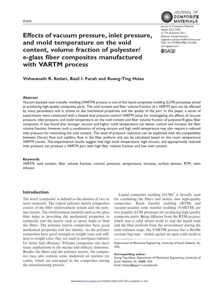 Effects of Vacuum, Inlet Pressure, - and Mold Temp On The Void ...