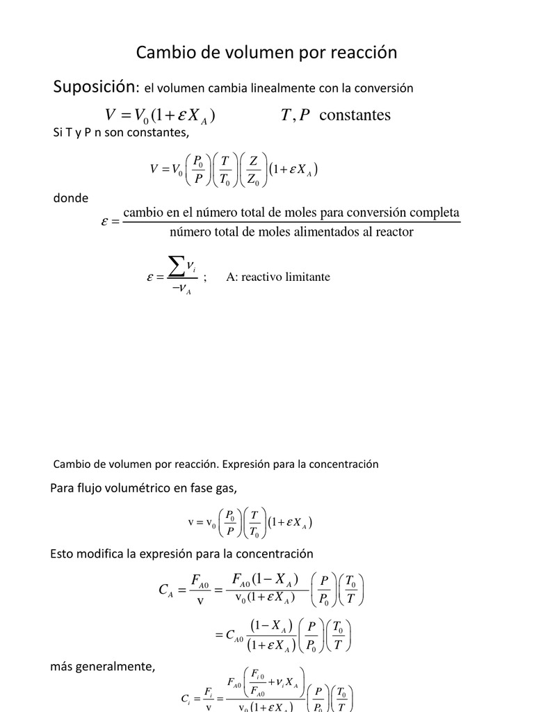 Cambio de Volumen Por Reacción | PDF