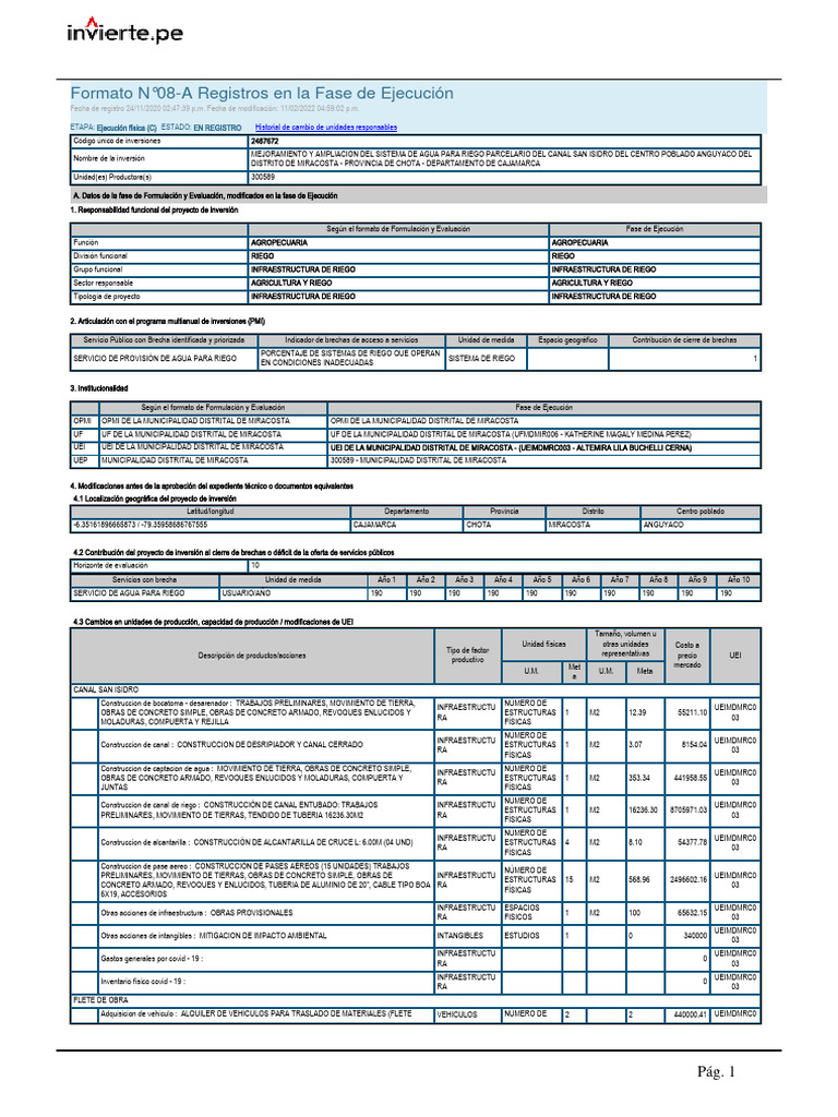 Formato 8-A | PDF | Riego | Tasa interna de retorno