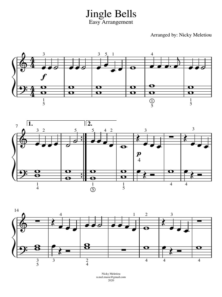 Easy Jingle Bells Piano Sheet Music | PDF