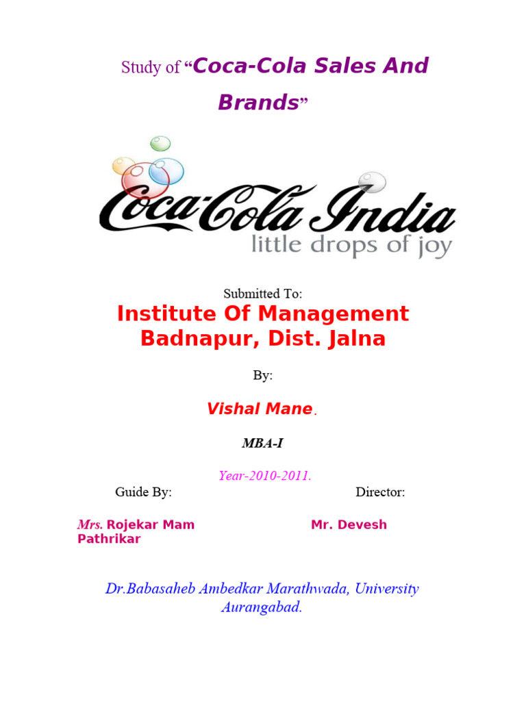 Coca Cola Project | PDF | Coca Cola | The Coca Cola Company