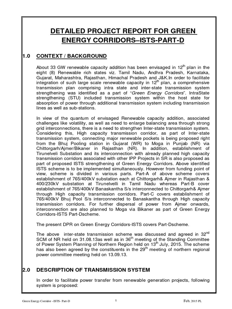 Detailed Project Report For Green | PDF | Electrical Substation | Electric Power Transmission