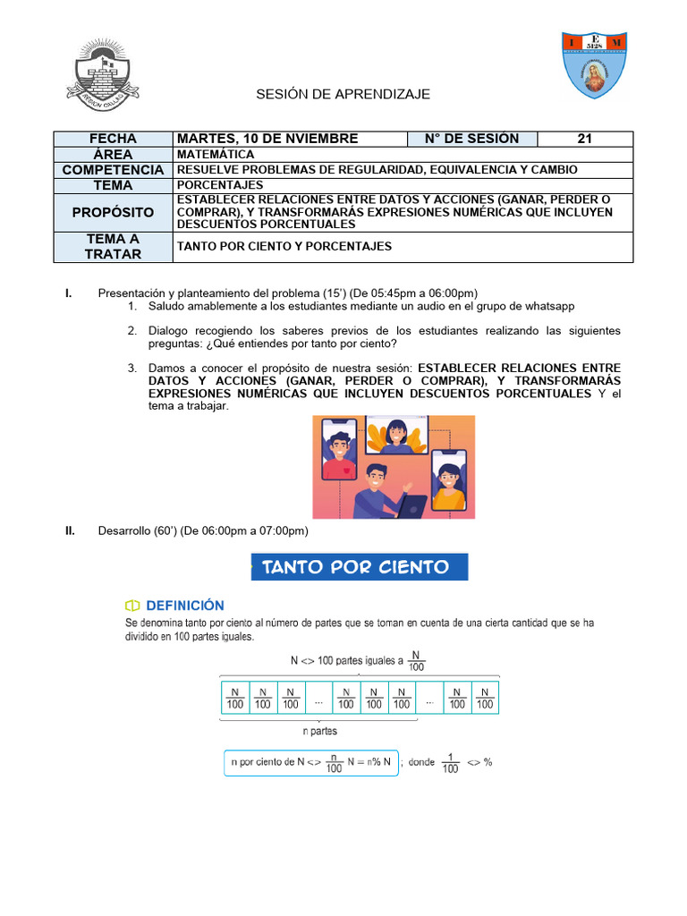 11 Sem - Sesion de Mate 1ro | PDF