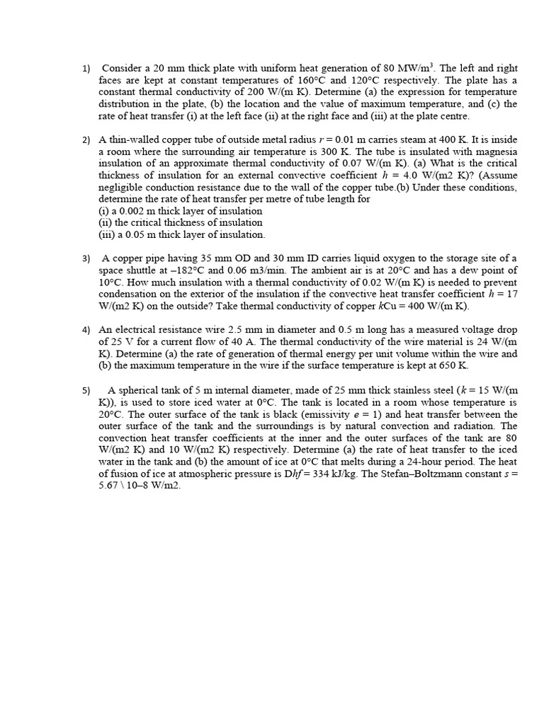 HT Unit - I Assignment | PDF | Heat Transfer | Thermal Insulation