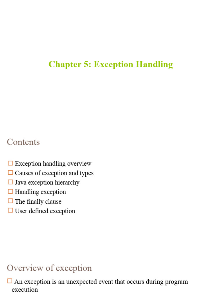 Chapter Five Exception Handling 2023 Pdf Class Computer Programming Java Programming 