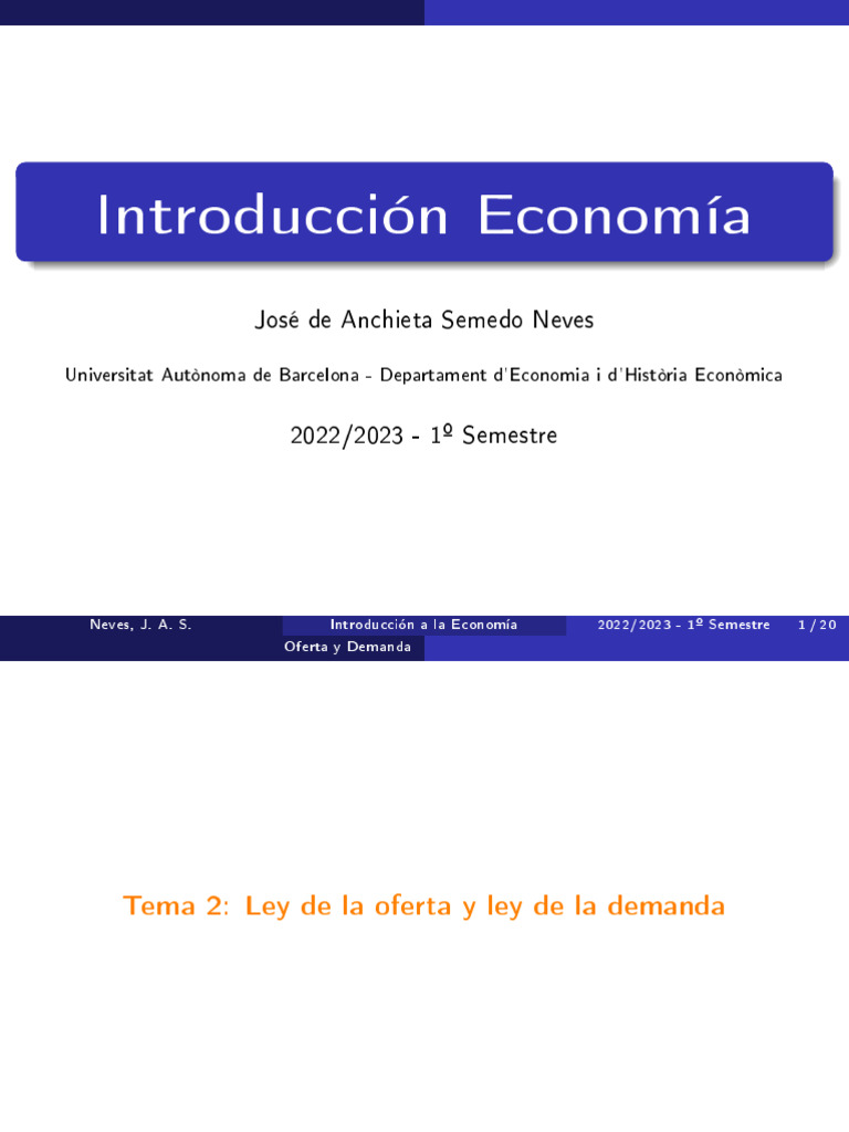 2022 Class Slides - Intr. Economia - Tema 2 (Parte 1) | PDF | Oferta y demanda | Mercado (economía)