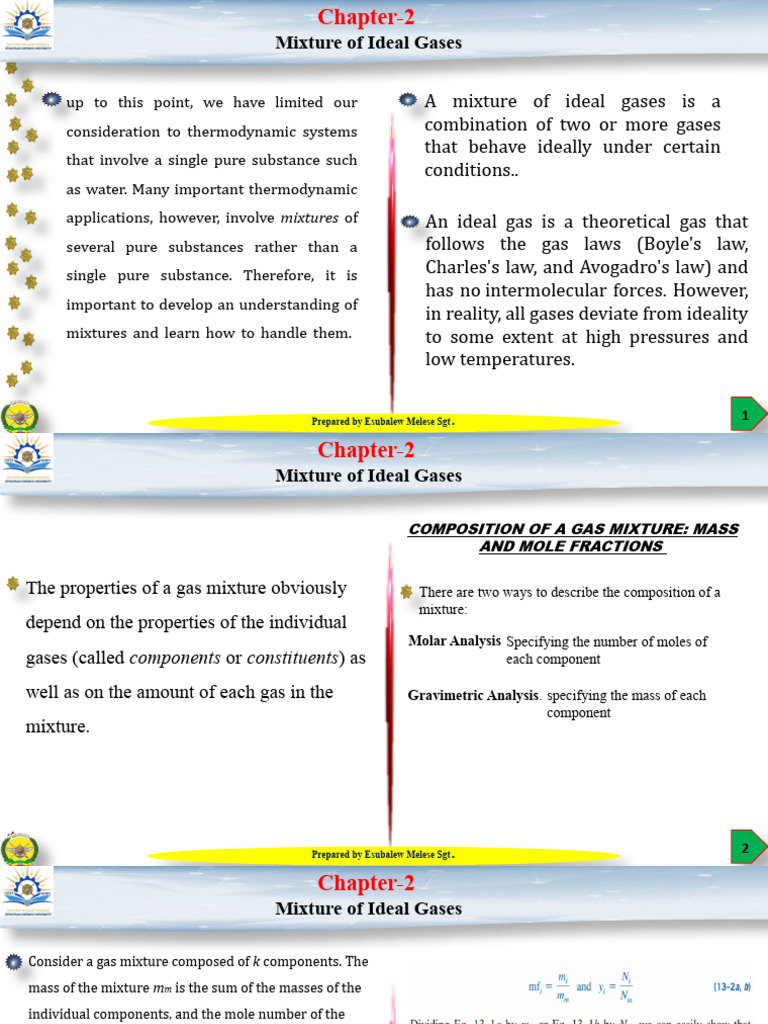 CH 2 Mixture of Ideal Gasesnew1 | PDF | Gases | Mole (Unit)