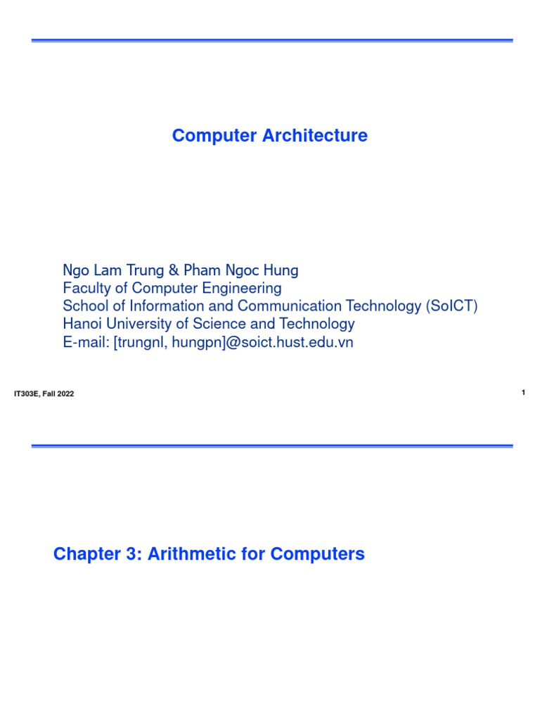 IT3030E CA Chap3 Arithmetics | PDF | Integer (Computer Science) | Computing