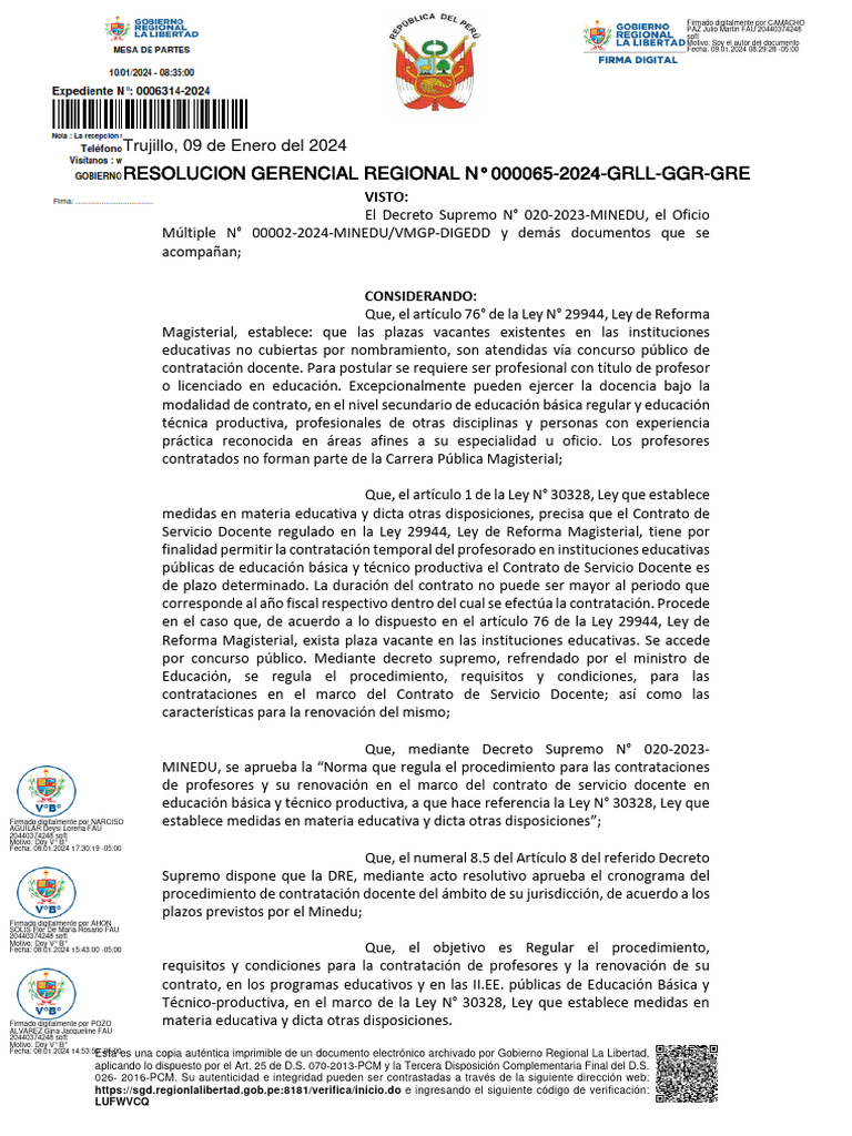 RGR 065-2024 | PDF | Maestros | Educación primaria