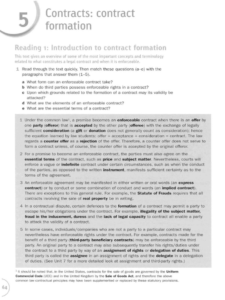 UNIT 5 Contract Law | PDF