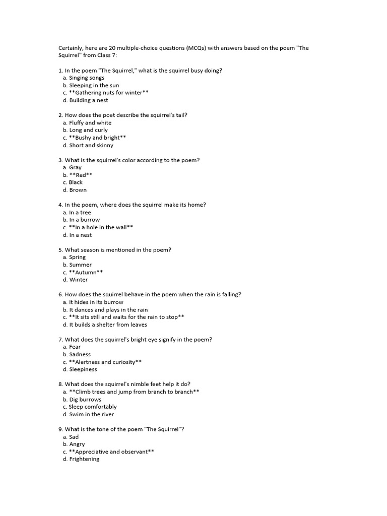 1 The Squirrel | PDF | Squirrel | Nature