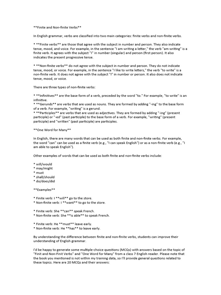 Finite vs Non-finite Verbs Explained | PDF | Verb | Morphology