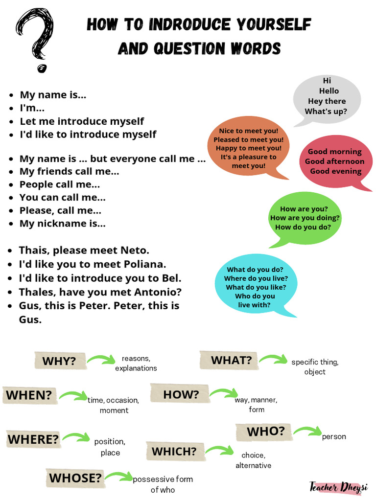 Introduce + Question Words | PDF