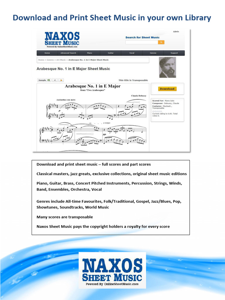 Naxos SheetMusicLibrary Brochureaug2014 | PDF | Sheet Music | Classical ...