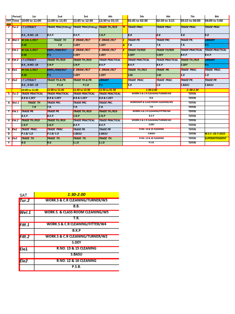 ITI Class Time Table Overview | PDF