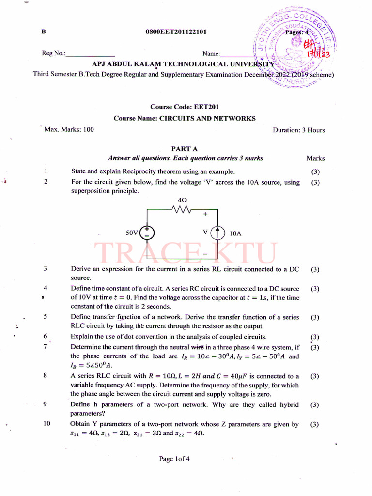 Eet201 CN Dec 2022 | PDF | Electrical Network | Electrical Impedance