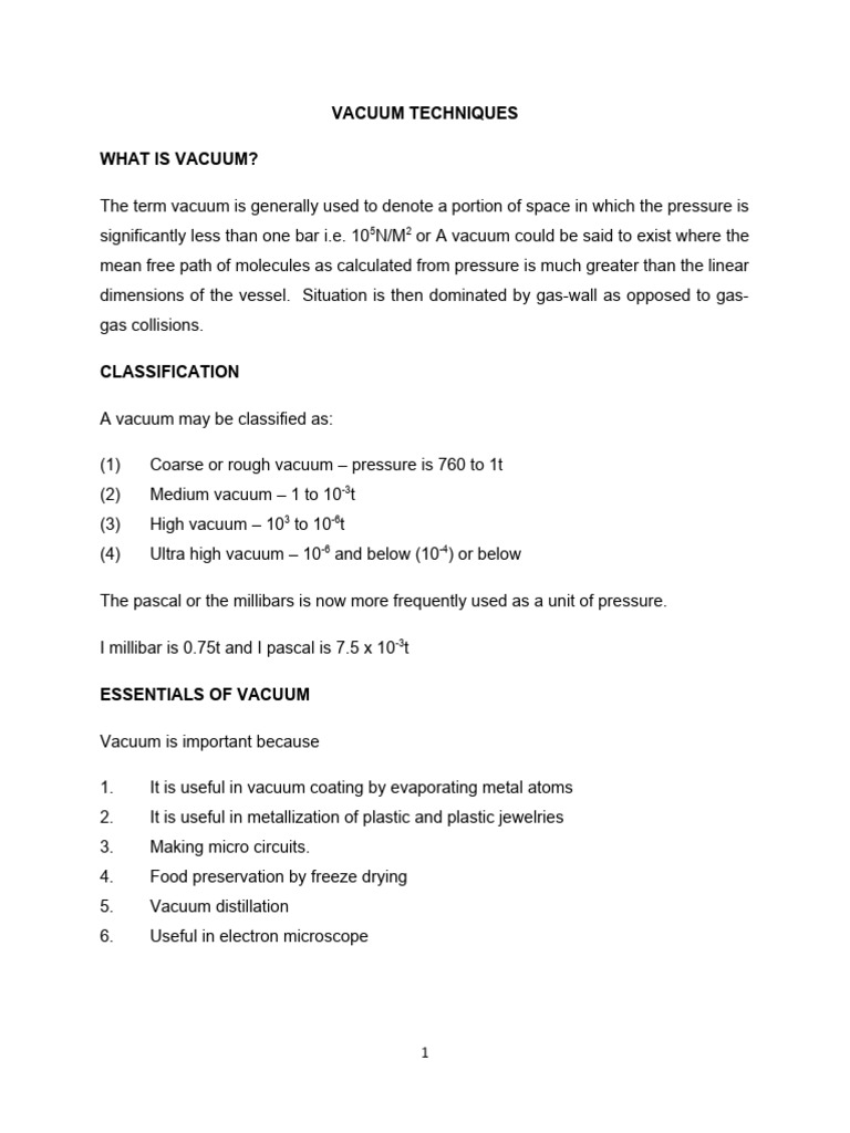 Vacuum Techniques Tutorial | PDF