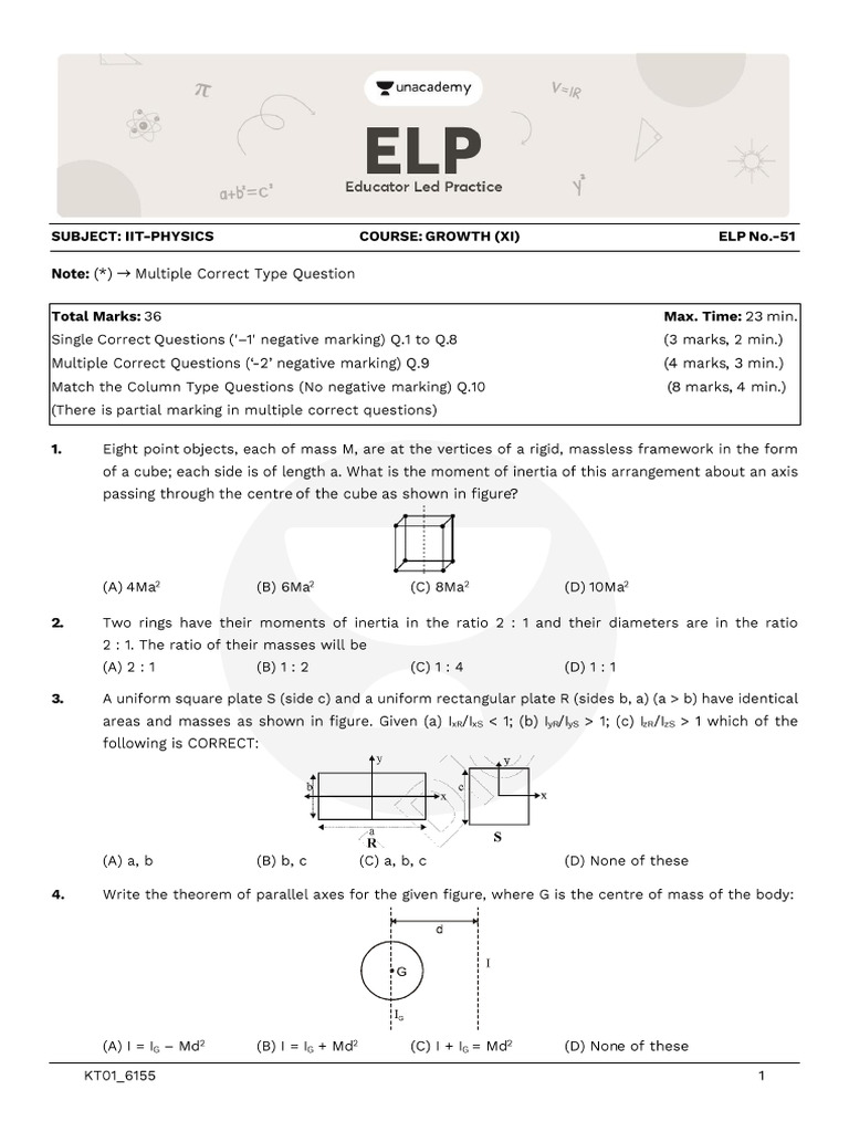 Binder Rotational Motion ELP - 51 To 59 Student Copy 1697772546785 ...