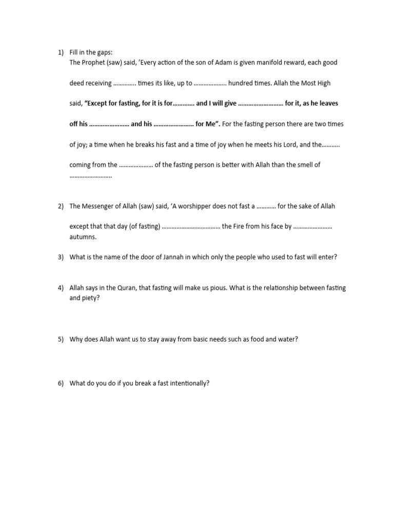 Fasting Questions | PDF