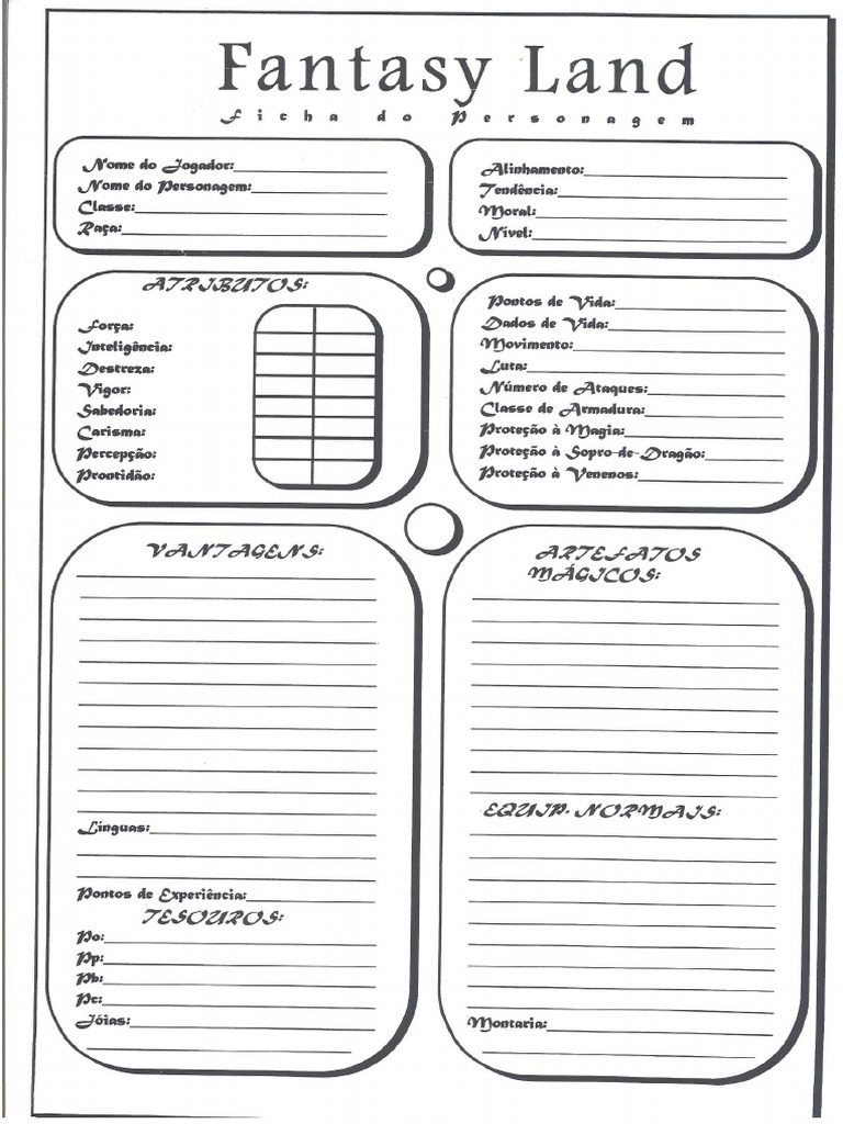 Fantasy Land Sheet (Modelo 1) | PDF