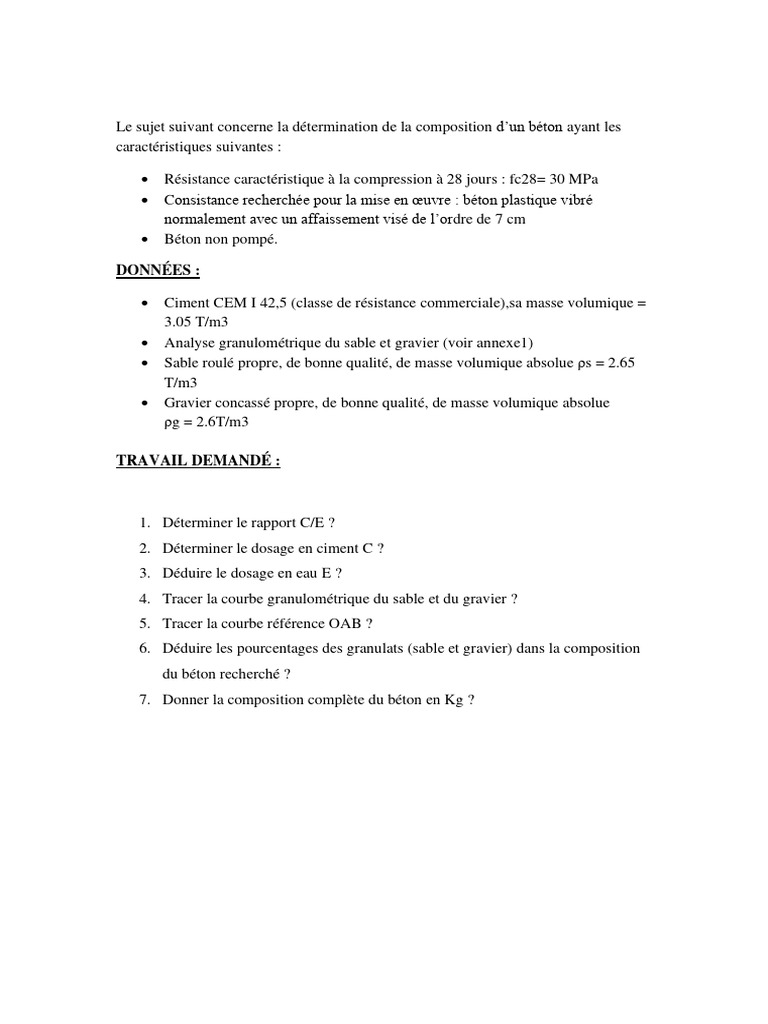 Composition du béton à 30 MPa | PDF