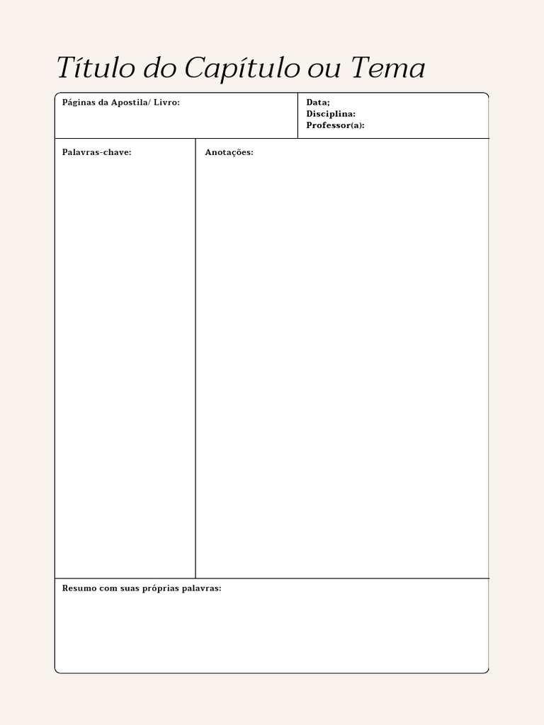 Beige Minimalist Cornelle Notes Document A4 | PDF