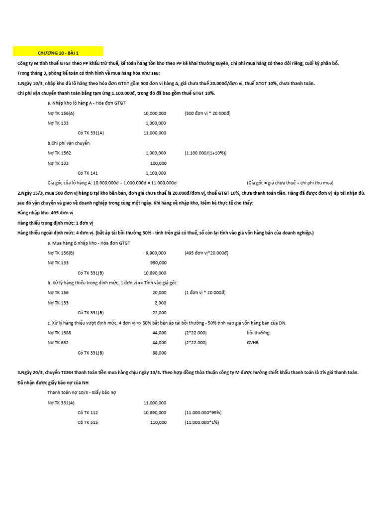 KTTC2 Bài 10.1 | PDF