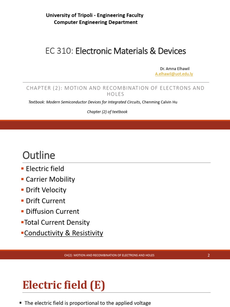 2-Motion and Recombination of Electrons and Holes-1 | PDF | Electrical Resistivity And ...